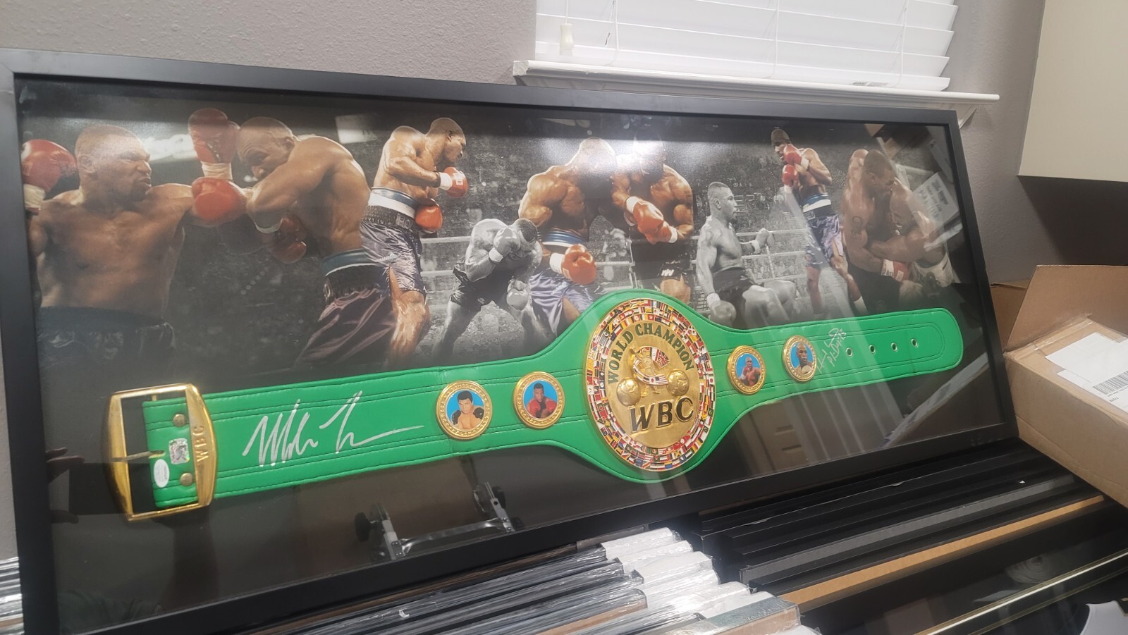 mike tyson evander holyfield poster with signed belt framed | eBay