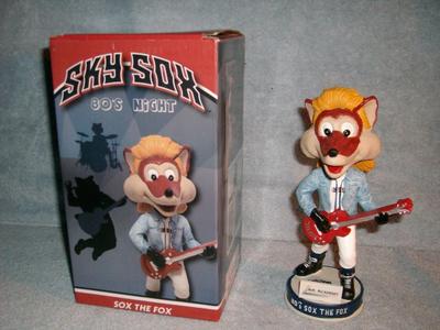 Sky Sox the Fox 80's Night Colorado Springs Mascot Baseball Bobblehead ...