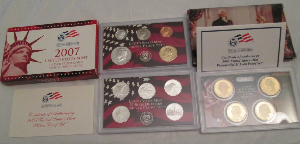 1999 to 2007 Silver Proof Set U.S. Mint COA 9 Silver Sets 45 Silver Quarters | eBay