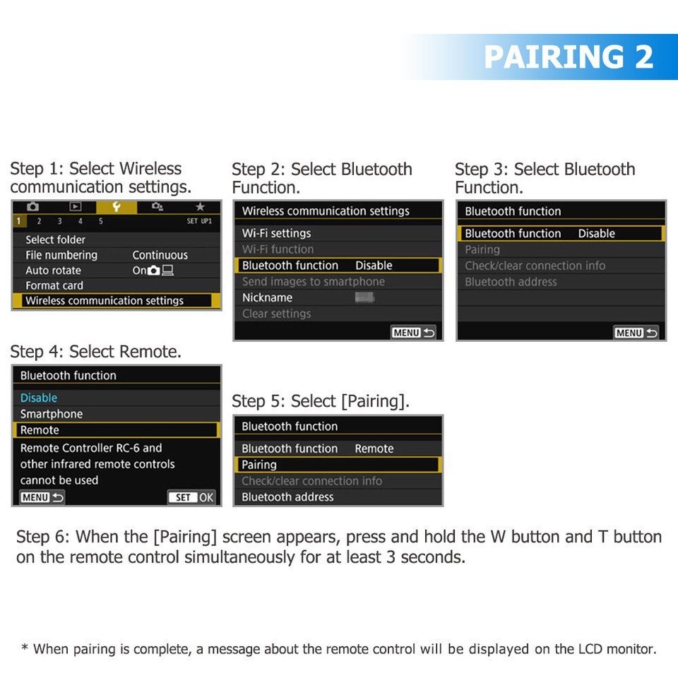 Bluetooth Remote Control for Canon EOS R5 R6 R8 R50 R6II M50 6D Mark II ...