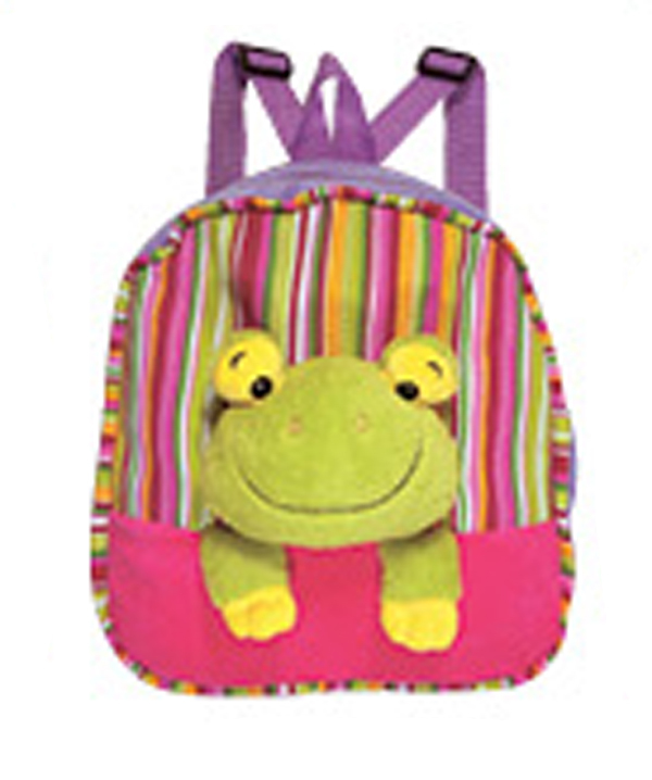 Backpack 11" Frog Head Plush Pink Purple Stripes New | eBay