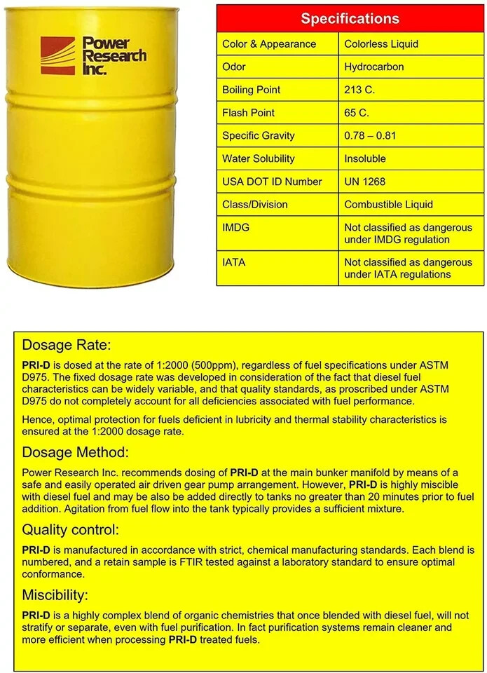 PRI-D Fuel Stabilizer Lubricity Stability Complete Diesel Treatment, 16 ...