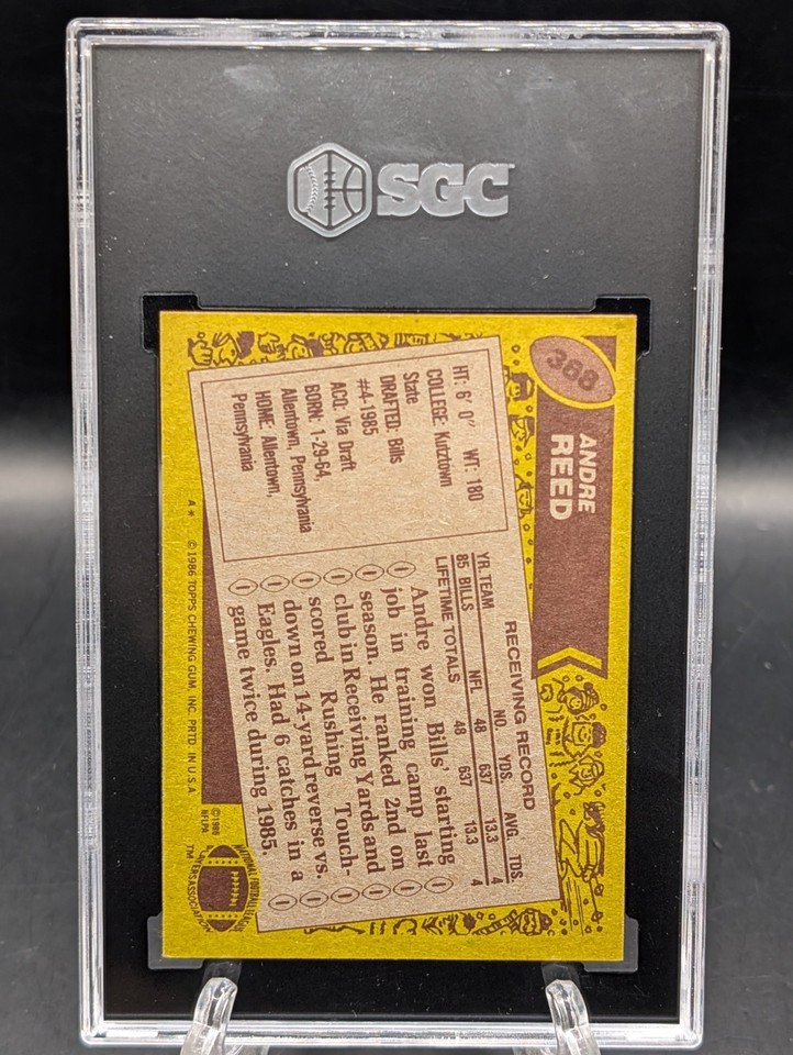 1986 Topps Andre Reed RC #388 Rookie Buffalo Bills SGC 7.5 | eBay