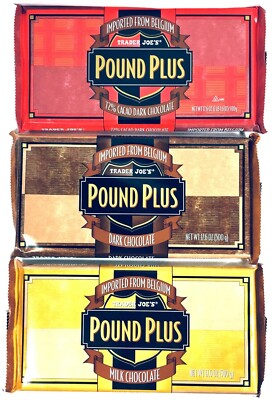 Trader Joe's Pound Plus Bar 72% Cacao Dark-Milk Chocolate-Dark/Belgium ...