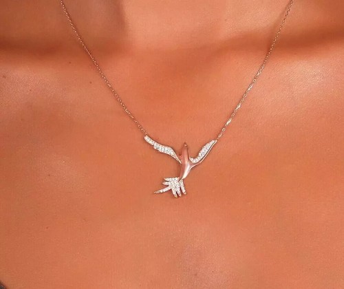 Lab Created Diamond phoenix Beauty Necklace 14K Rose Gold Plated 2Ct ...