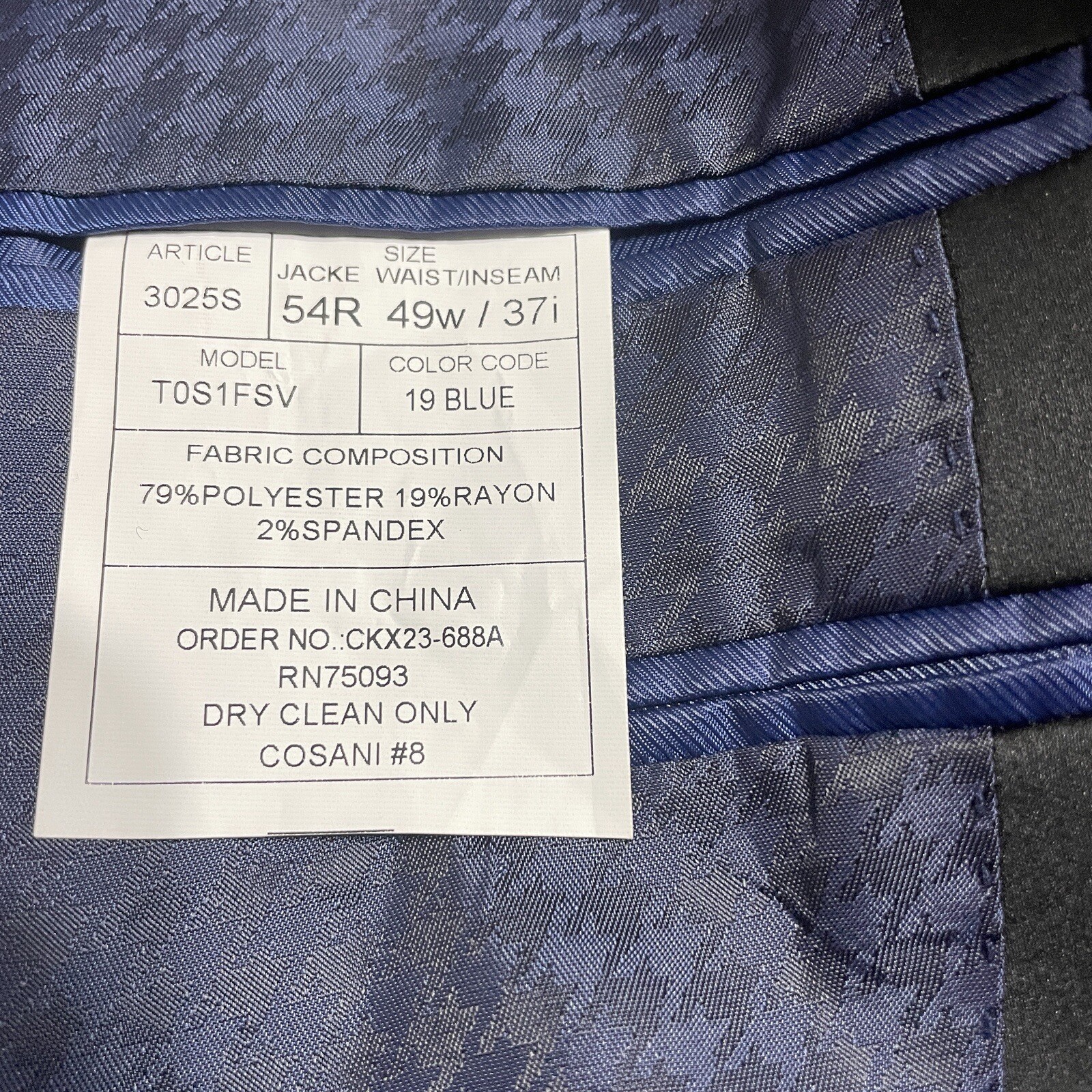Kilburne Finch TUX Blazer + VEST Mens 54R SLIM Metallic Blue Black ...