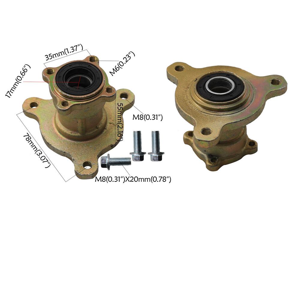 3/4 Stud Front Rear Wheel Hubs Steering Spindle Knuckle for ATV UTV ...