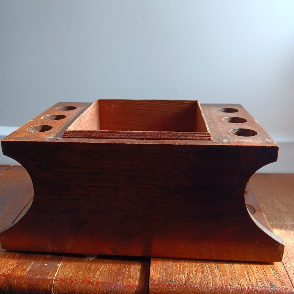 Vintage Small Pipe Stand With Small Humidor Space For Six Pipes | eBay
