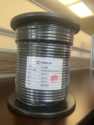 #10 AWG PV WIRE BLACK 300FT UL1000V & UL2000V SUN RESISTANT OD 7.0MM ...