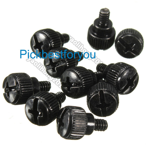 10pcs Computer Desktop PC Case Thumb Screws Black Metal Size 6/32 ...