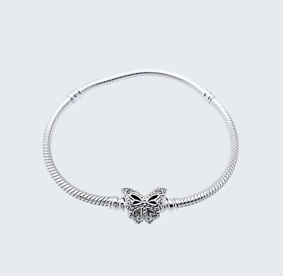 NEW 100% Authentic PANDORA 925 Butterfly Clasp Snake Chain Bracelet ...