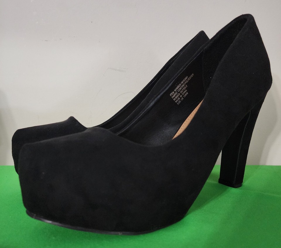 Torrid Black Faux Suede Platform Pumps High Heel Square Toe Size 13WW ...