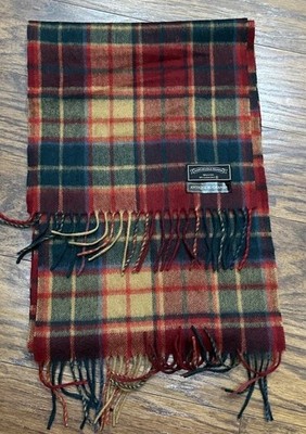James Pringle Weavers Scarf 100% Wool Red Blue Green Yellow Plaid ...