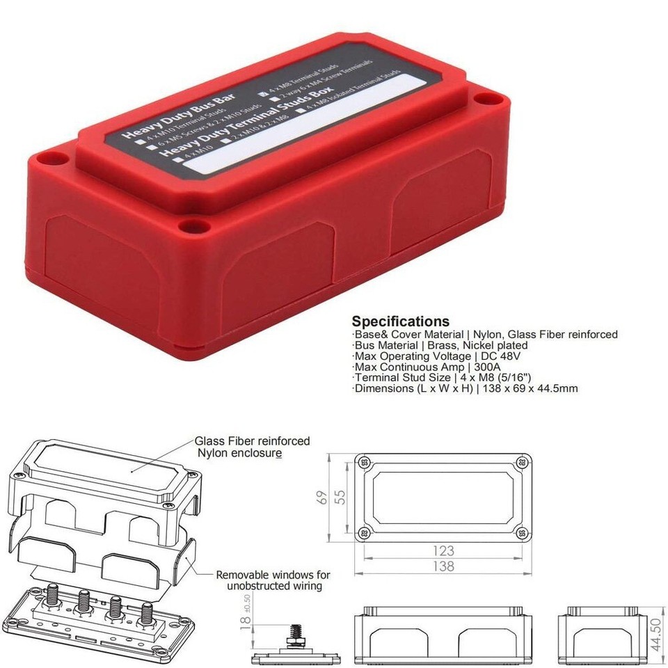 300A Terminal Block 4x M8 Terminal Power Supply Systems Modular Design ...