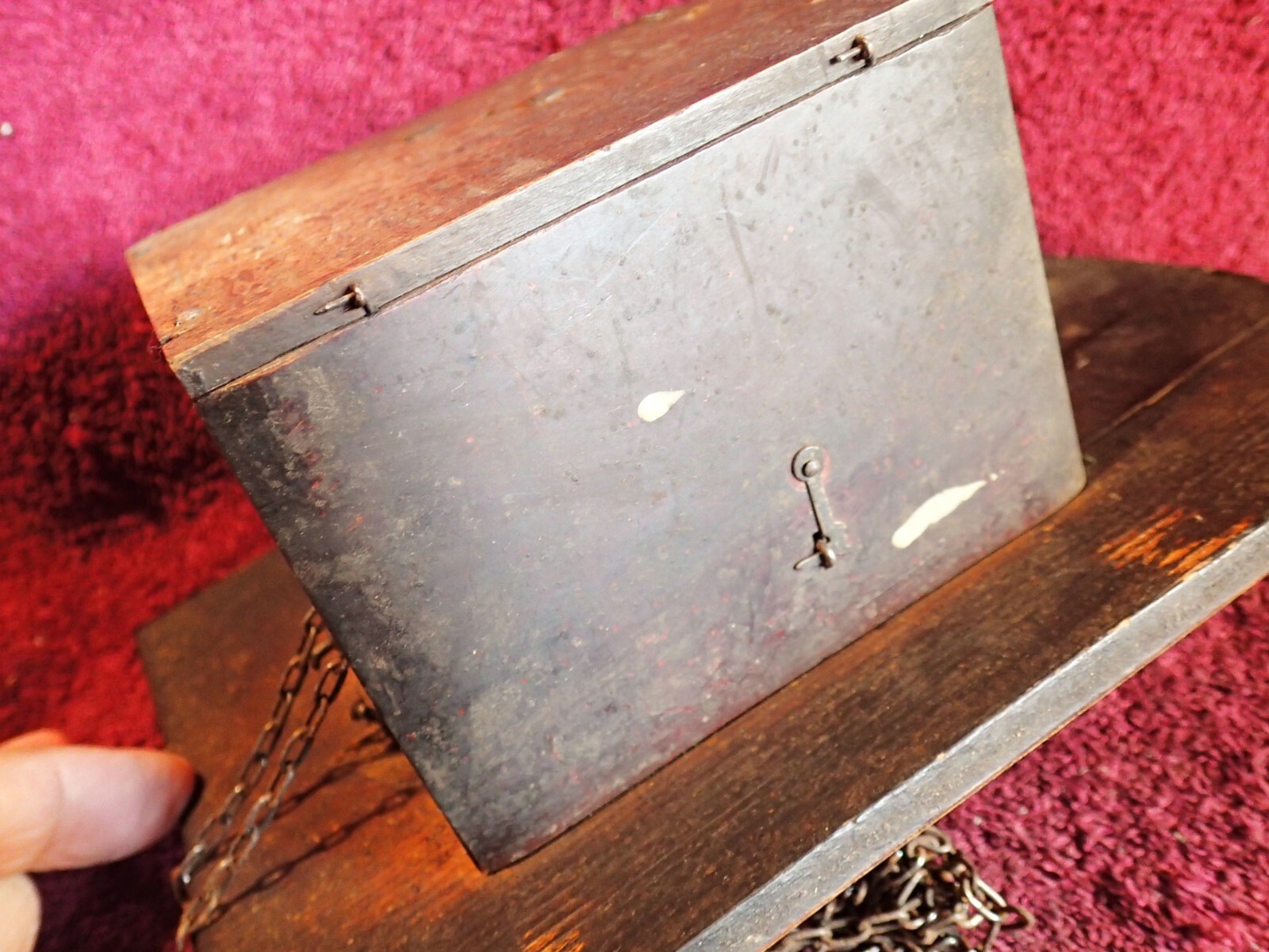 ANTIQUE 1800- s SMALLER WALL CLOCK w NICE PAINTED DIAL FACE GERMANY ...