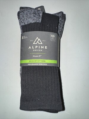 Alpine Design Men's Performance Work Socks - 3 Pack Size MED | eBay