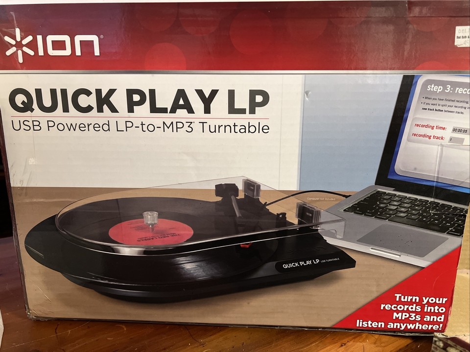 ION QUICK PLAY LP USB Powered LP-to-MP3 Turntable | eBay