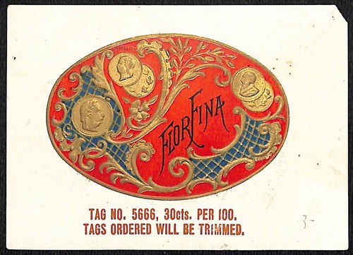 Victorian ? Flor Fina Cigar Label / Tag Salesman Sample Gilt Embossed ...