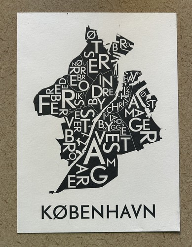 Copenhagen Kobenhavn City Map Art Print Ostero Vesterbro Norebro | eBay