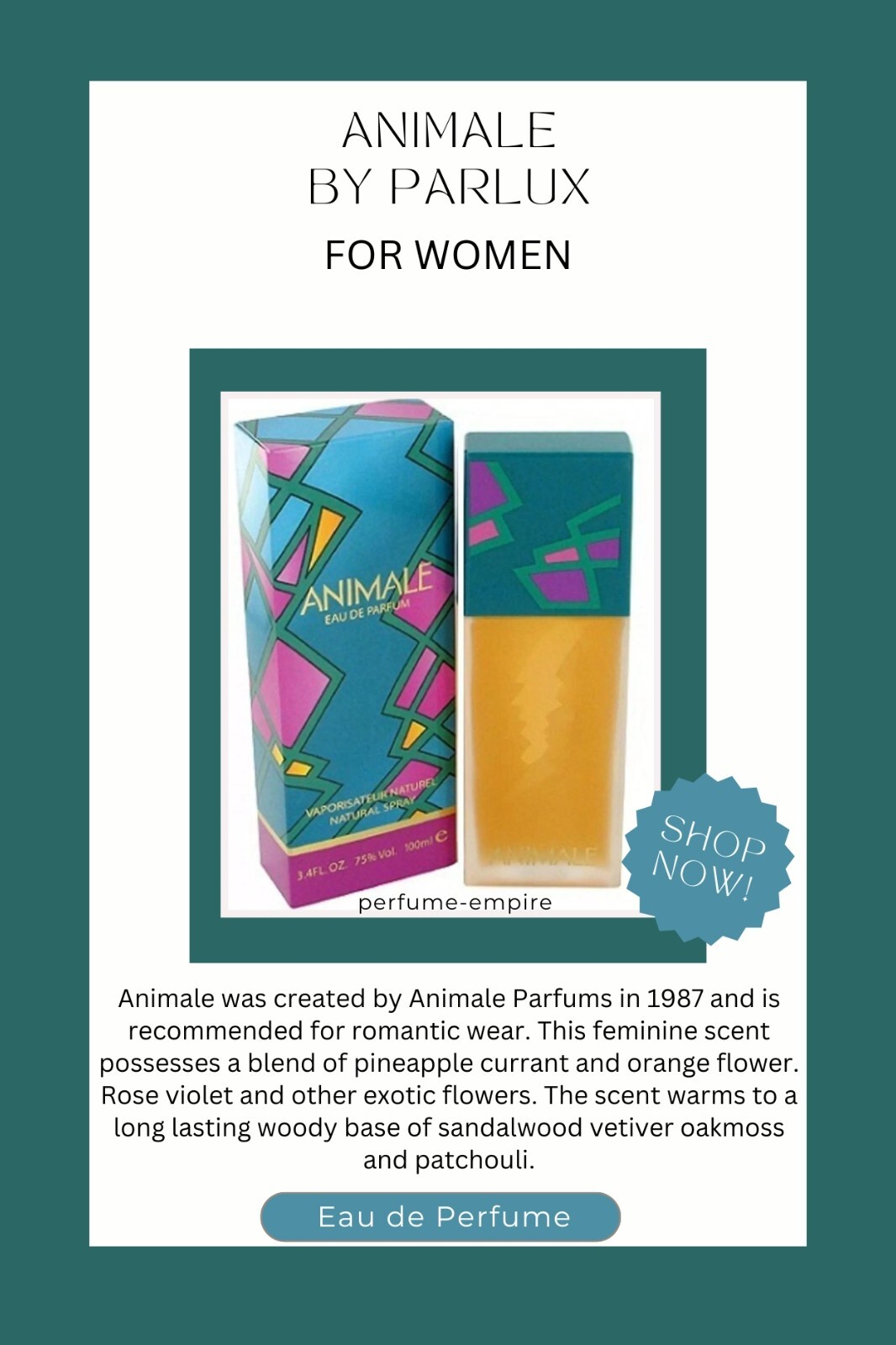 ANIMALE by Parlux Perfume for Women 3.4 oz 3.3 edp New in Box | eBay