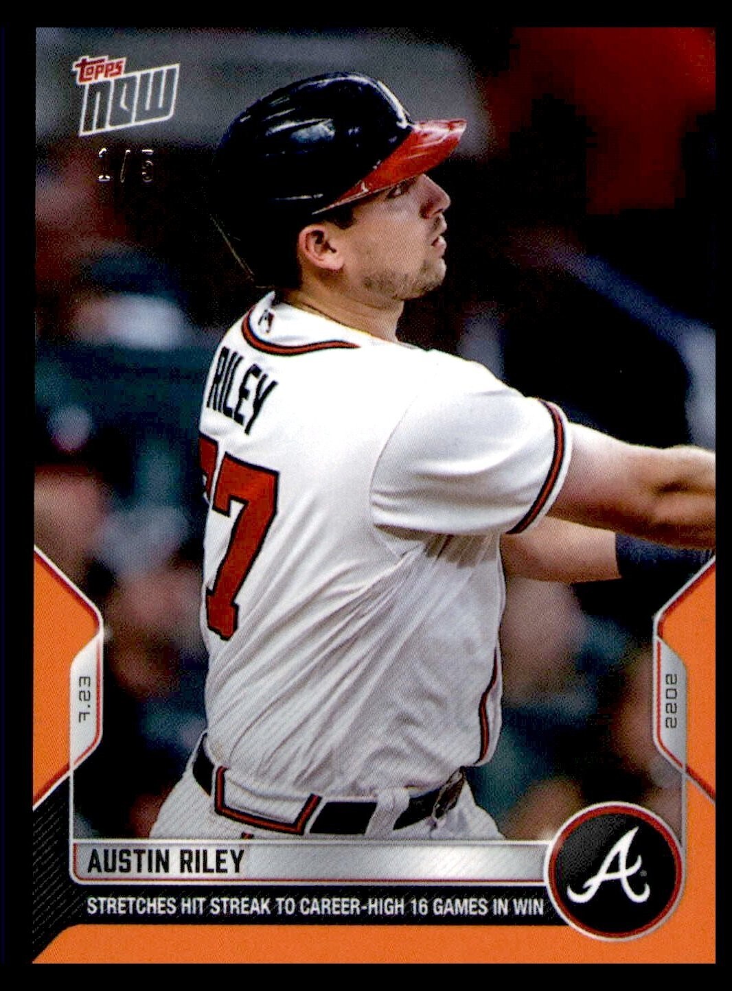 2022 Topps Now Orange Parallel #586 Austin Riley Braves 1/5 | eBay