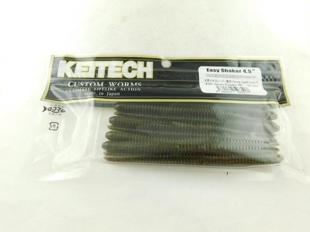 Keitech Easy Shaker Worm 4.5" 10pk Dropshot Shakey Head J 101 Green ...
