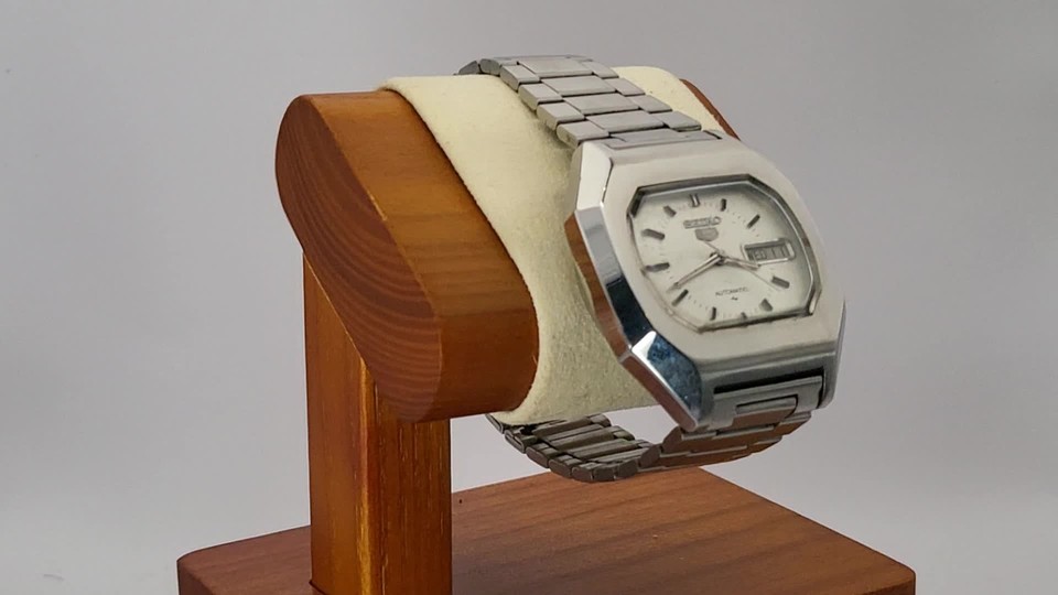 Vintage Retro Octagon Seiko 5 Day Date Automatic White Dial Mens Watch ...
