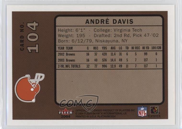 2004 Fleer Platinum Andra Davis Andre Davis #104 | eBay