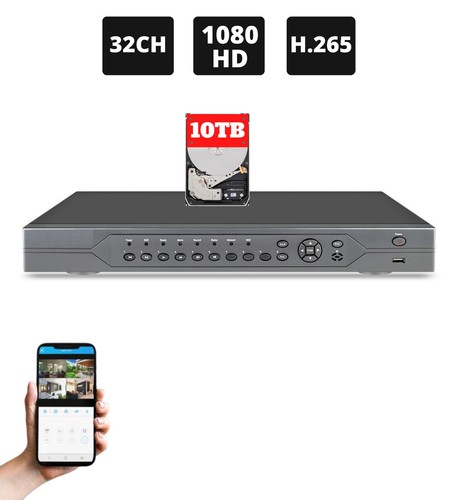 Evertech 32 Channel H.265 DVR CCTV Recorder 10TB HDD Smartphone Remote ...