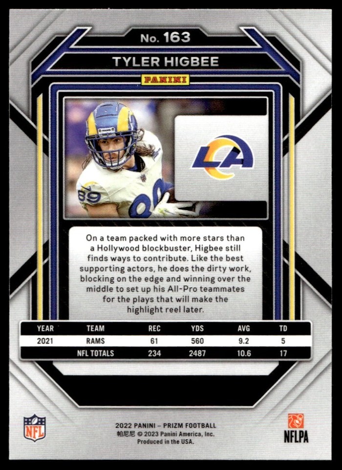 2022 Panini Prizm Tyler Higbee J1 Los Angeles Rams #163 | eBay
