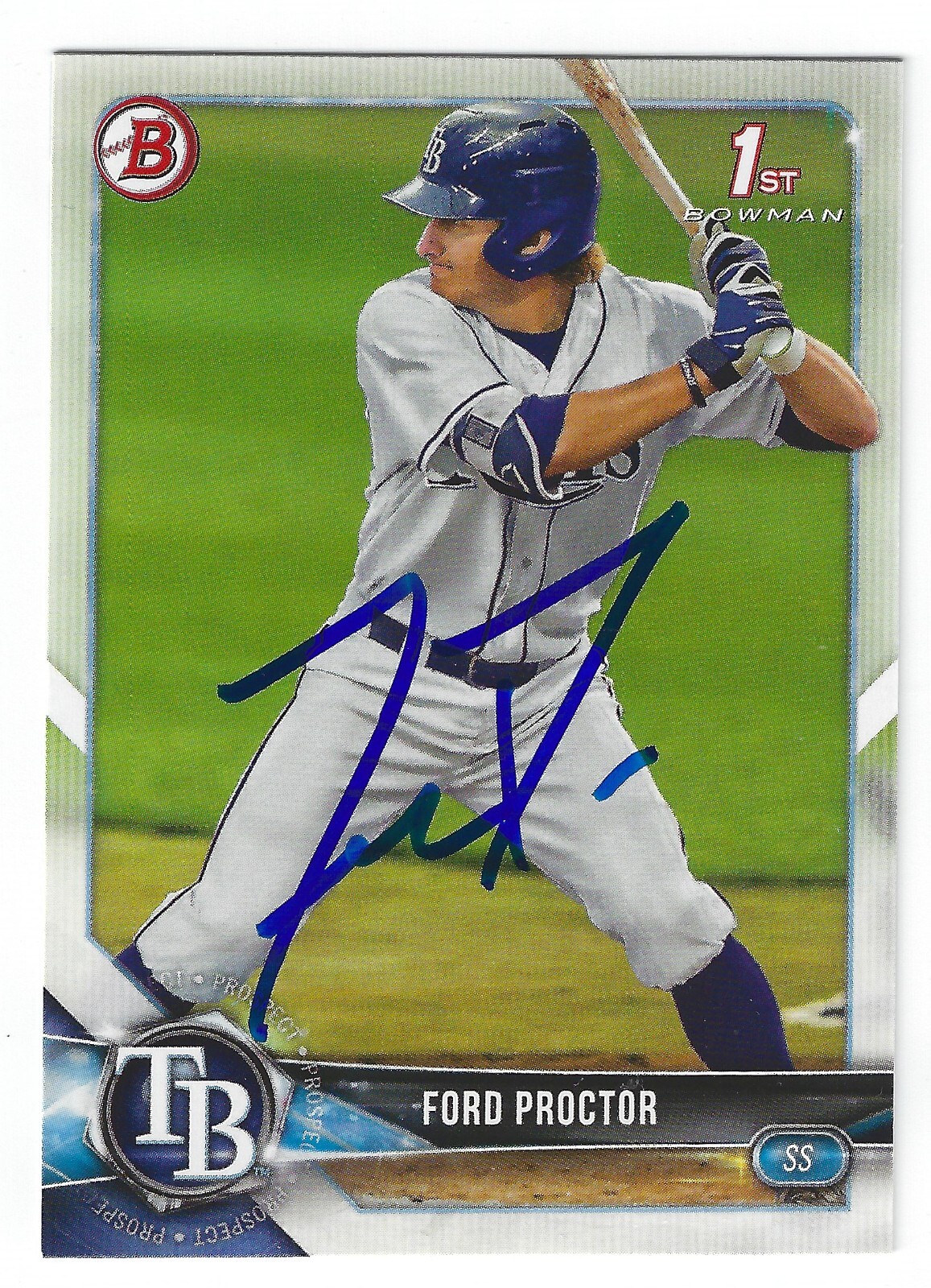 FORD PROCTOR TAMPA BAY RAYS SIGNED 1ST BOWMAN BASEBALL CARD SAN ...