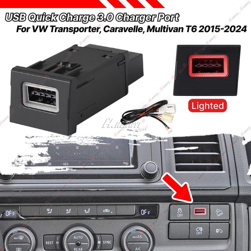 1x USB-A QC 3.0 Upgrade Car Charger Outlet Kit For VW Multivan ...