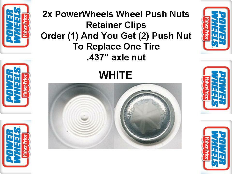 2X White Push Axle Nuts - Power Wheels 0801-0226 .437 Retainer Axle ...