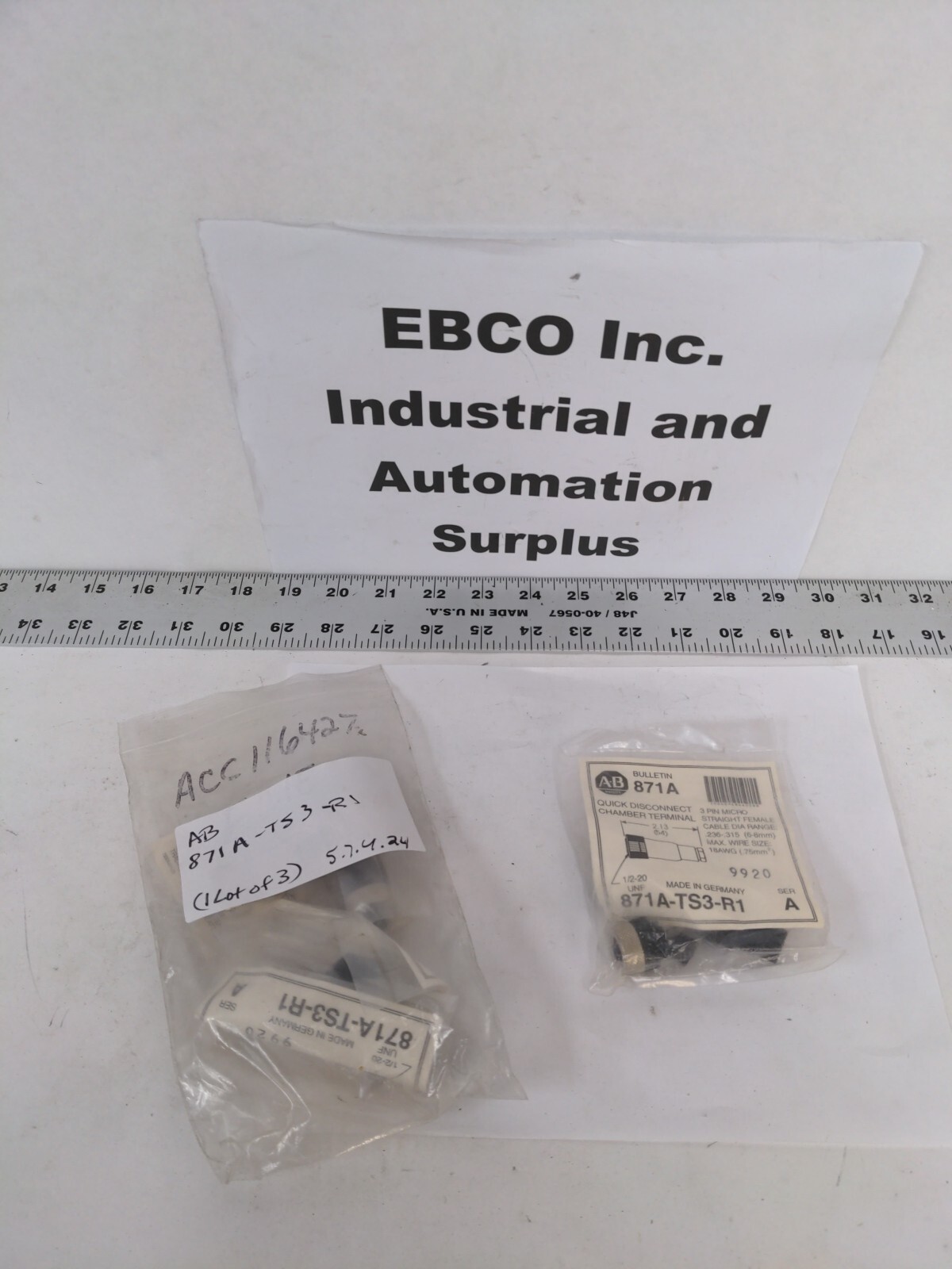 ALLEN BRADLEY 871A-TS3-R1, SER. A CHAMBER TERMINAL, 3 PIN, LOT OF 3 | eBay