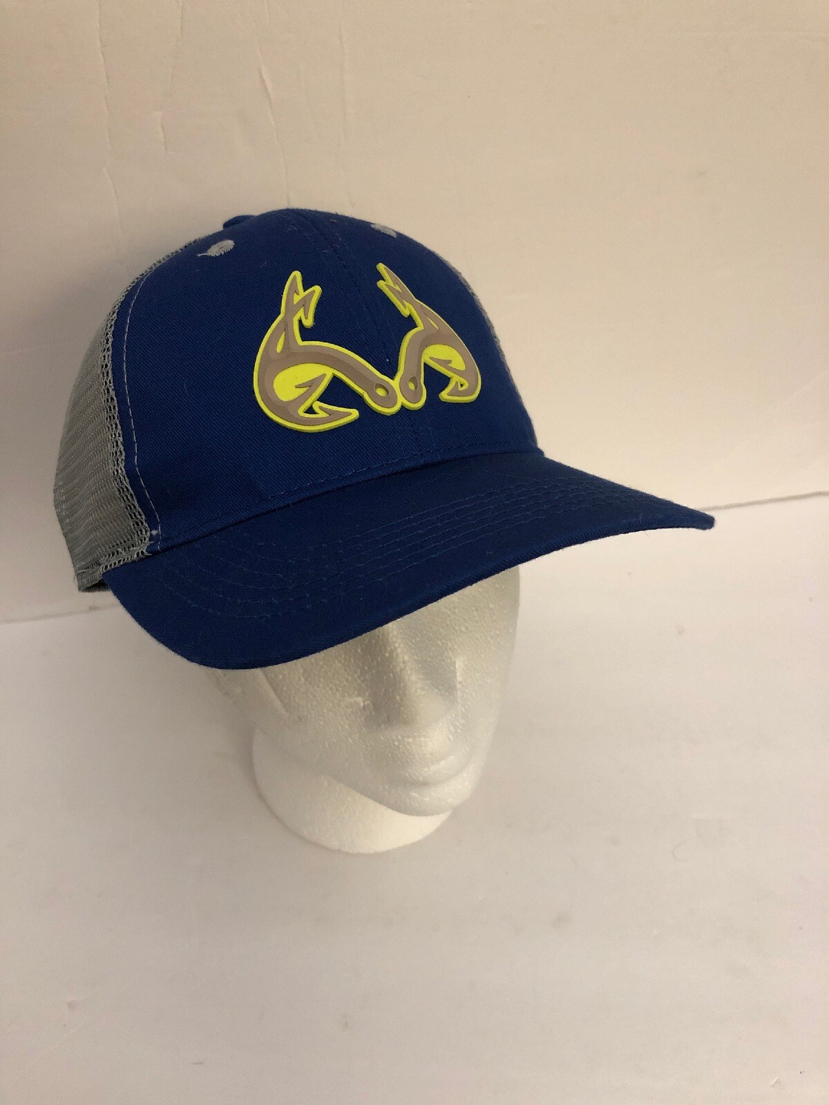 Q3 Hat Realtree Realtree Logo Blue with Gray Mesh Back Fishing Cap RARE ...