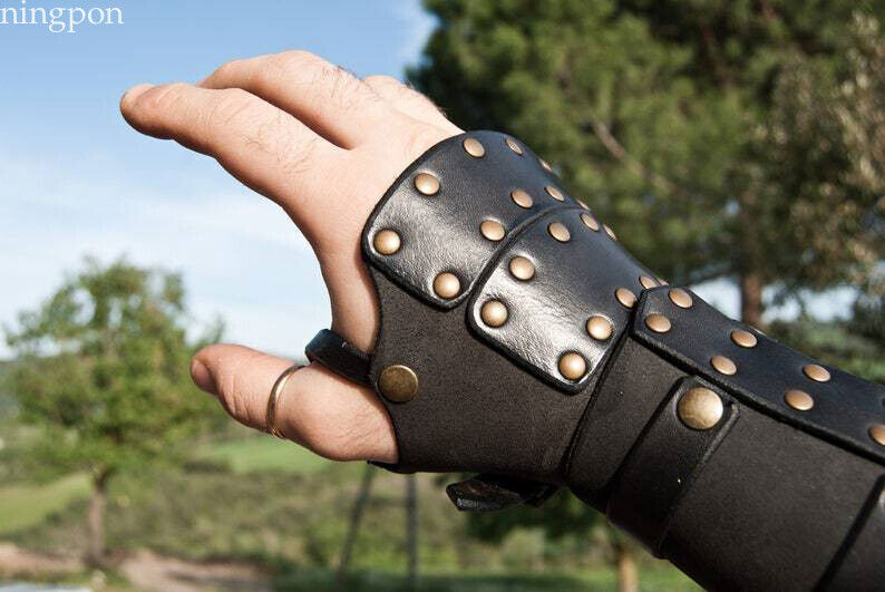 Arm Guard Leather Armor Cuff Bracer Knight Costume Battle Medieval ...