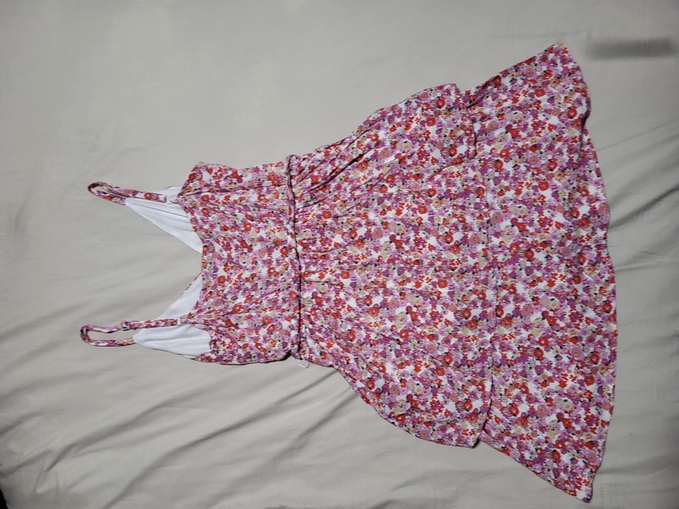 Midnight Doll Medium Junior Spaghetti Strap Mini Dress Pink Multicolor ...