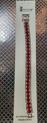Beautiful Red & White Crystal Bracelet By The Christina Collection 7" L ...