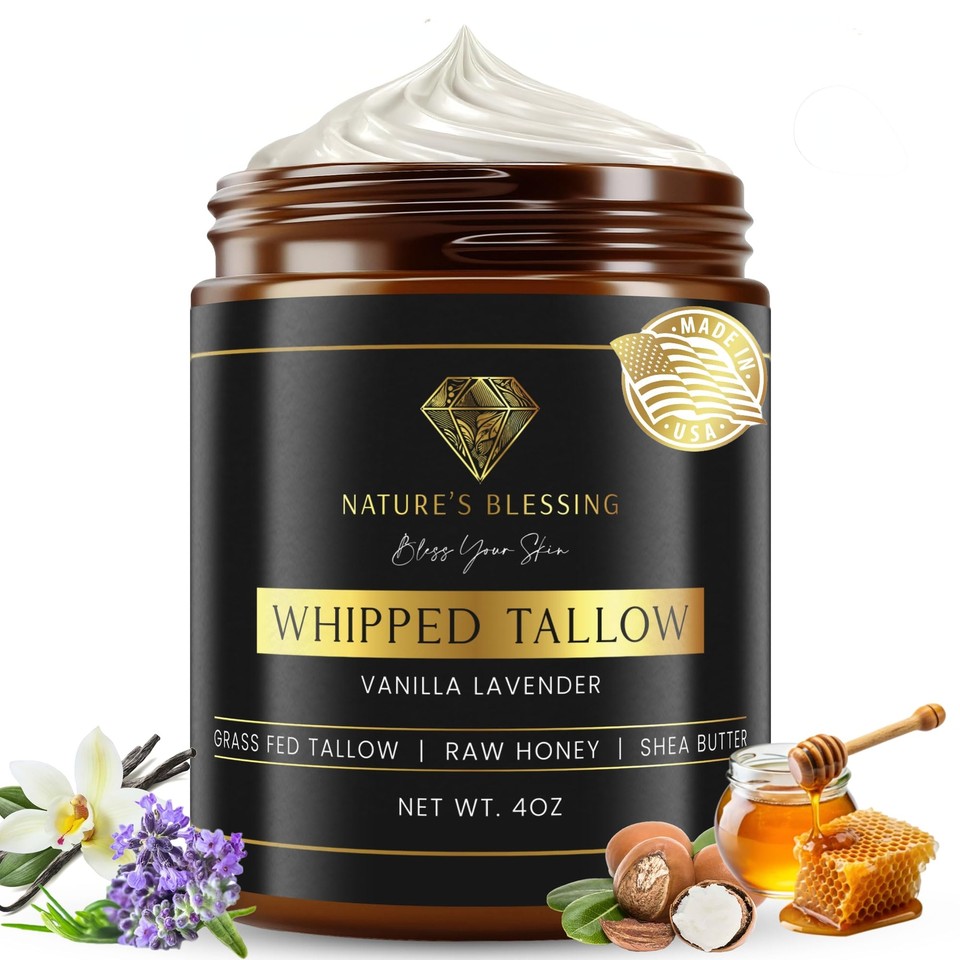 BEEF TALLOW for Skin Face Body Honey Organic Shea Butter 4oz NATURE'S ...