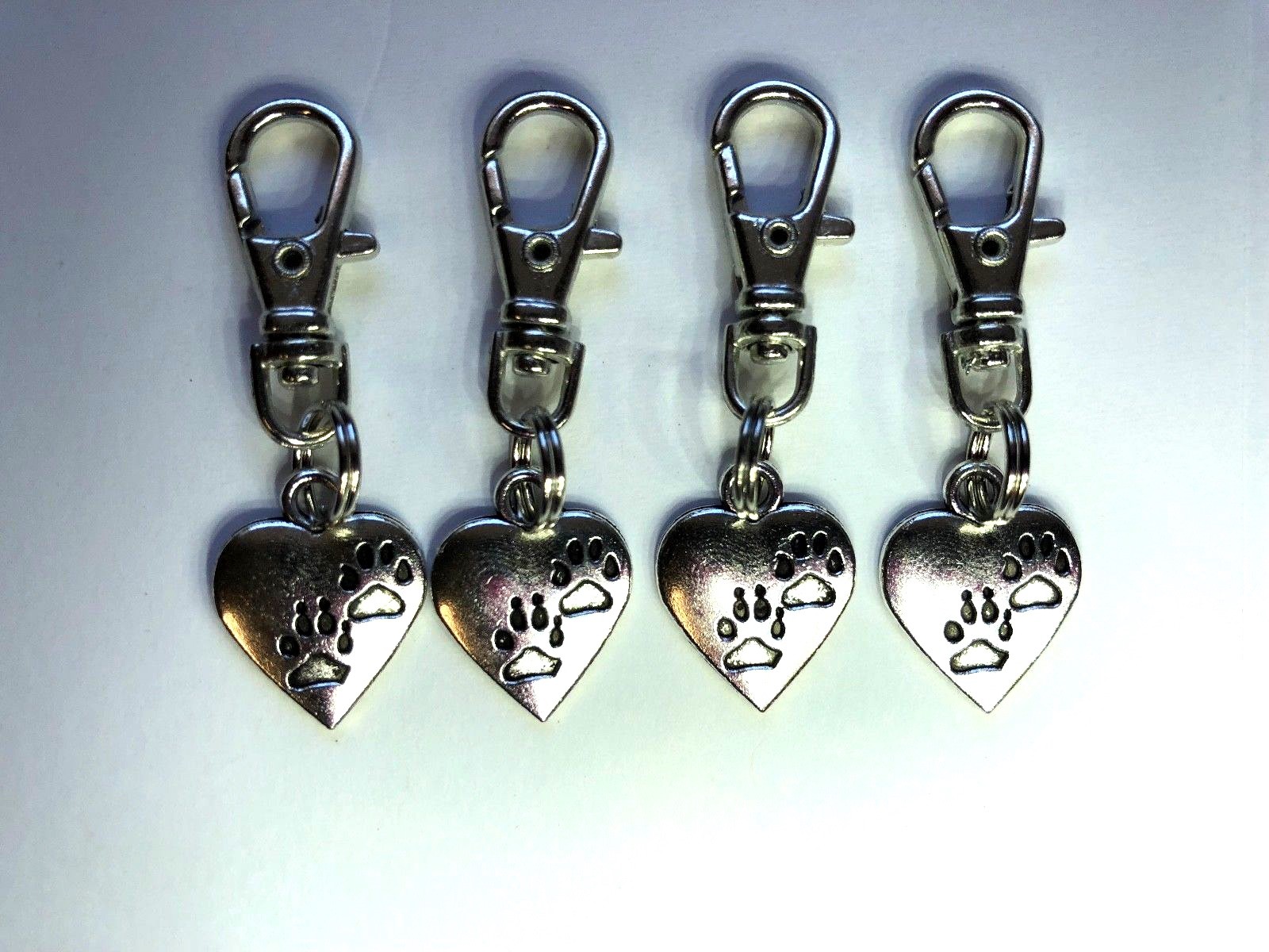 charms puppy feet heart zipper pull backpack dog silver tone fun gift ...