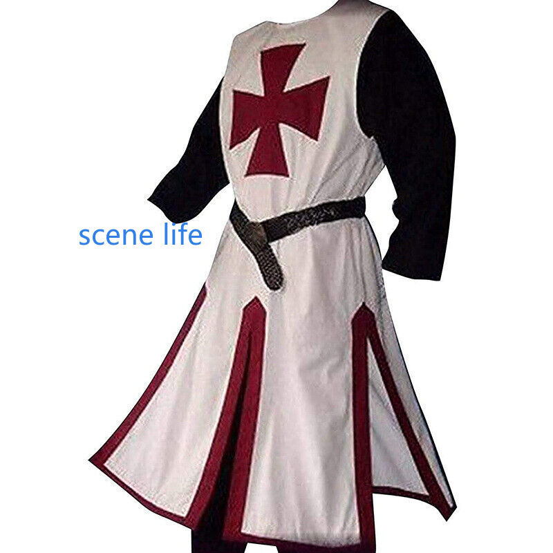 Men Medieval Crusader Knights Templar Tunic Cosplay Costume Renaissance ...