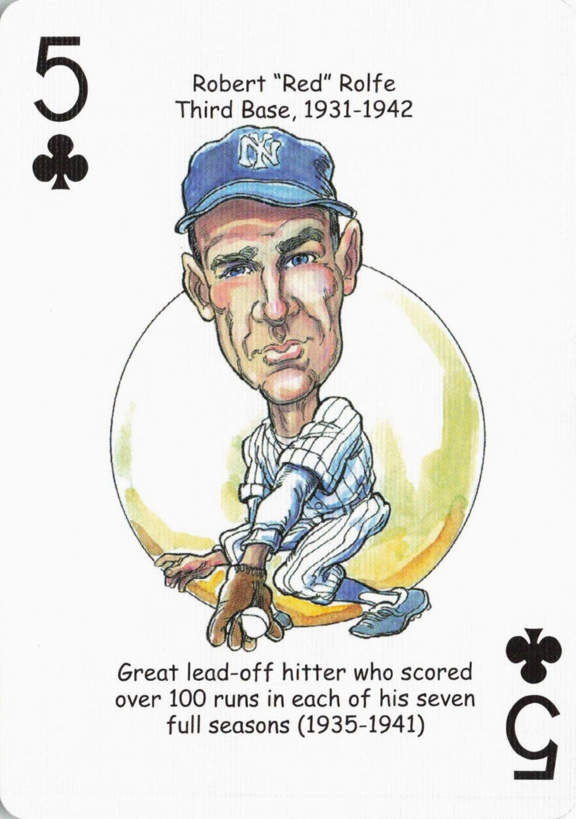 Robert Red Rolfe Third Base New York Yankees Single Swap Playing Card ...