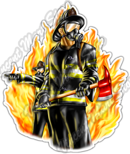 Firefighter Fireman Fire Department Flame Car Bumper Vinyl Sticker ...