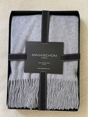 NEW MAGASCHONI HOME 100% CASHMERE THROW BLANKET 50"x60" FLANNEL HEATHR ...