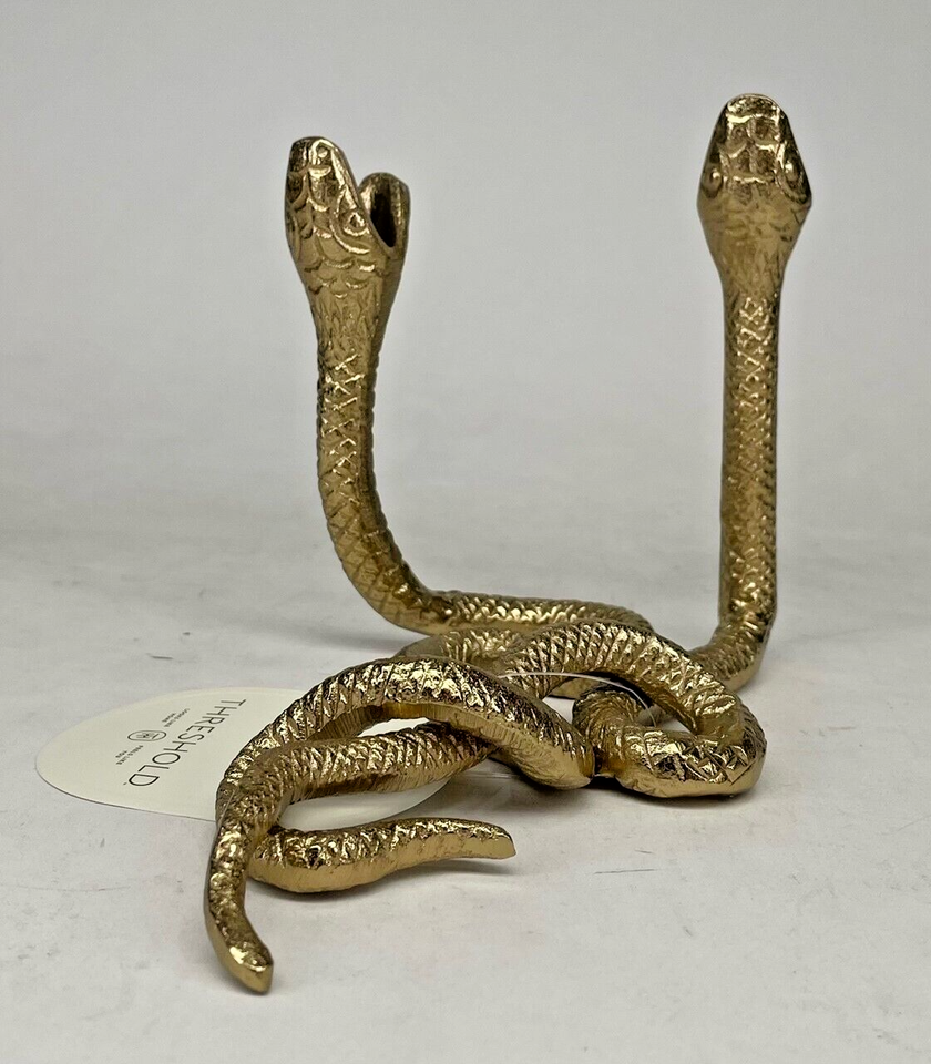 NEW! Threshold Brass Style Gold Aluminum Double Snake Taper Candle ...