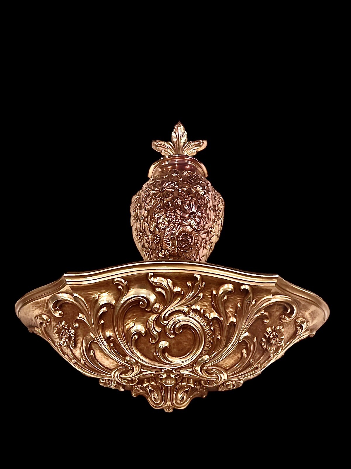 2 VTG SYROCO HOLLYWOOD REGENCY GOLD/ COPPER COLOR ORNATE WALL WATER ...