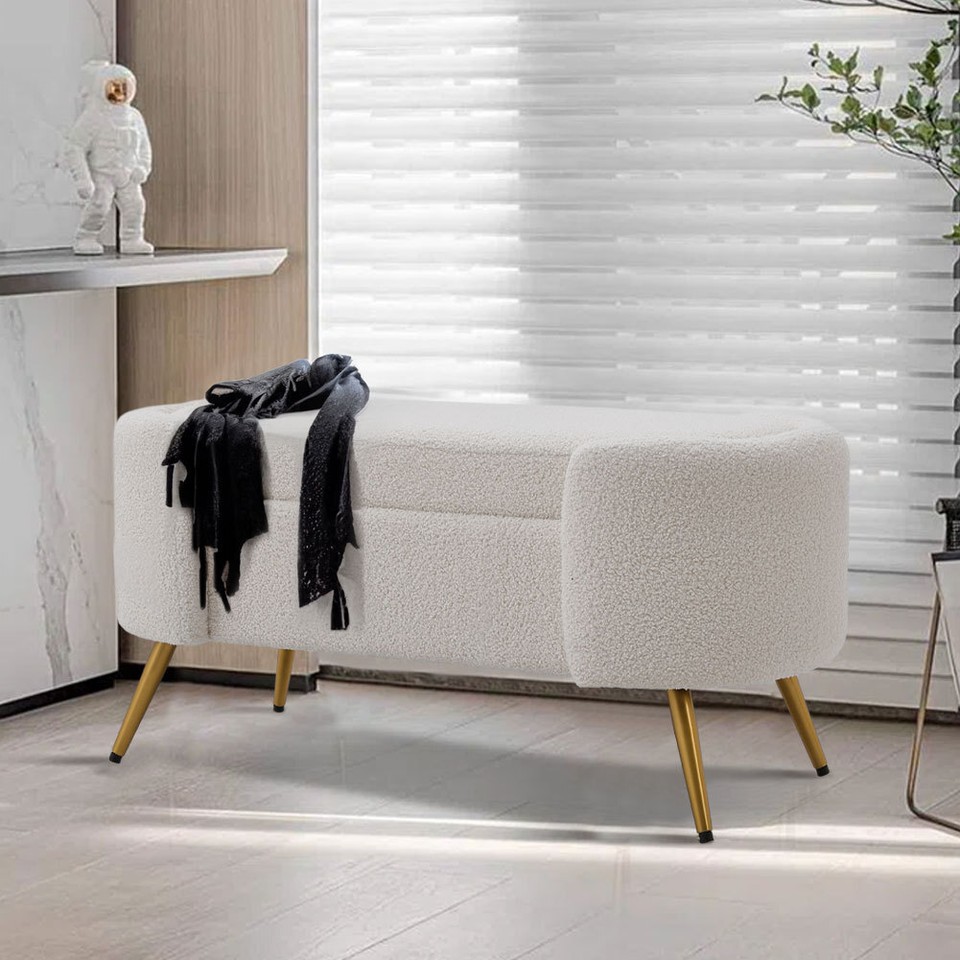 Large 100cm Metal Footstool Footrest Pouffe Foot Stool Padded Ottoman ...