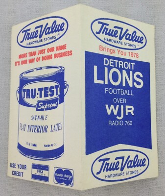 NFL 1978 Detroit Lions Football Pocket Schedule - True Value | eBay