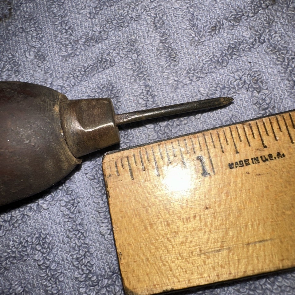 Old Awl Scratch Tool Leather Punch Tool Wood Handle | eBay UK