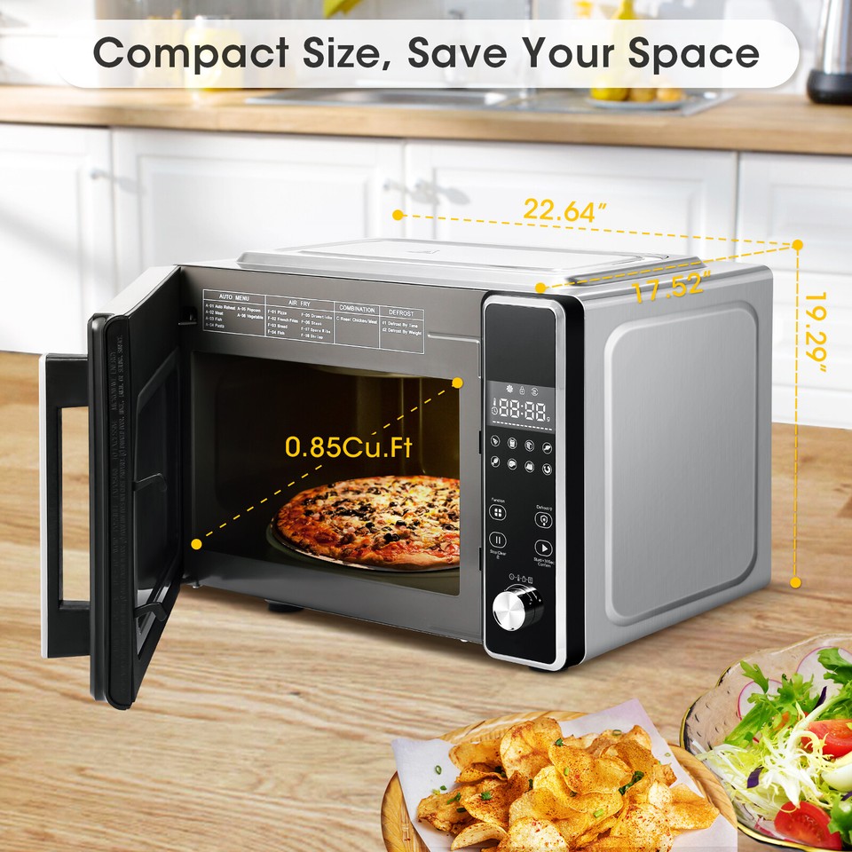 8 IN 1 Large Capacity Countertop Microwave Oven w/LED Display Multi ...